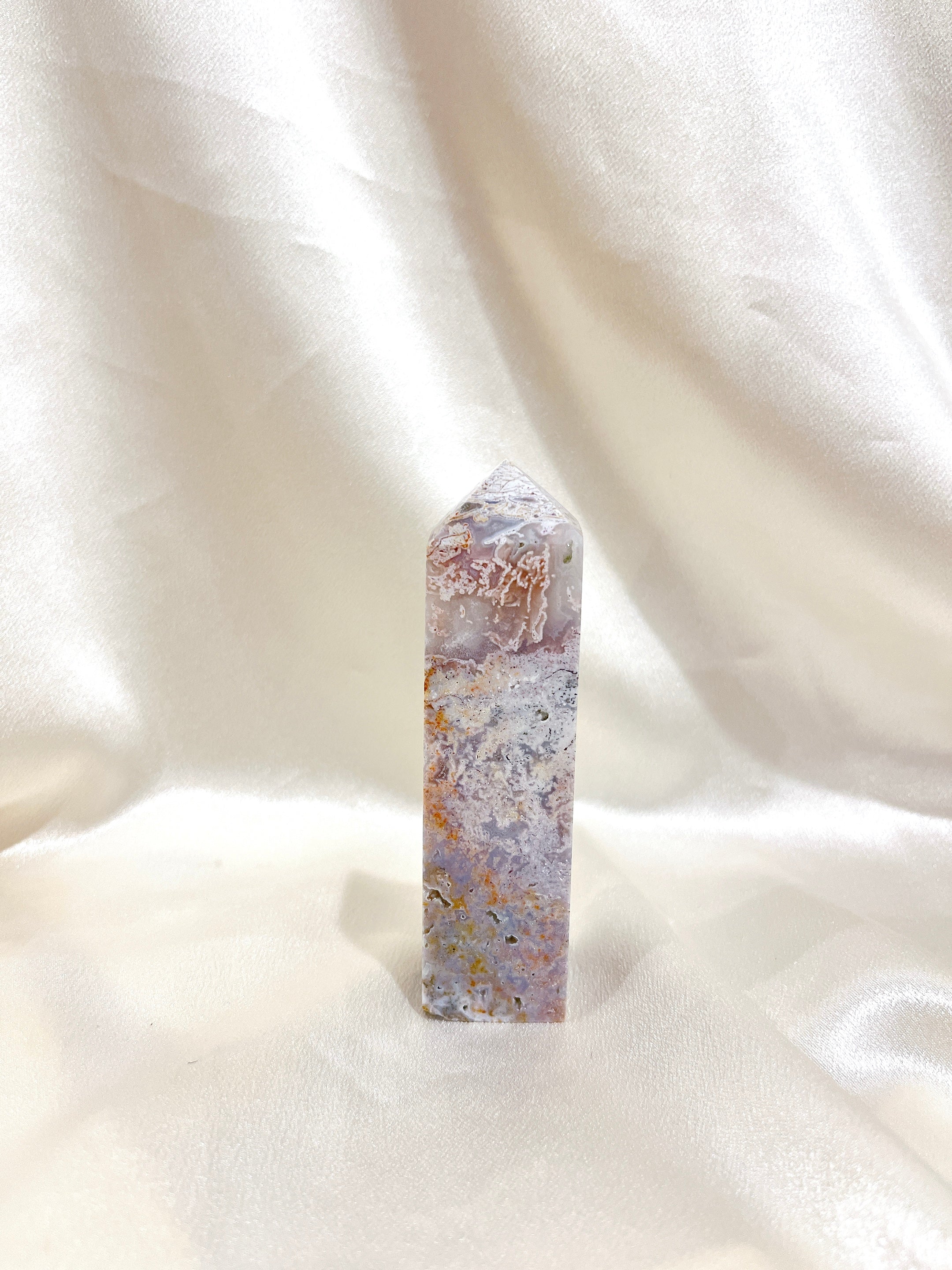 Rare Purple/Colourful Moss Agate Point 1 – Artemis' Stone